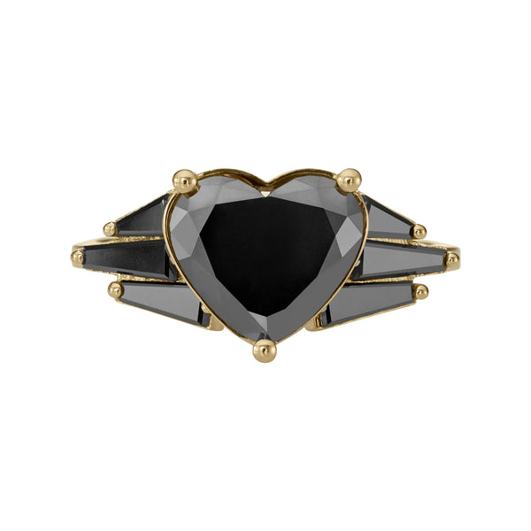 Black Diamond Winged Heart Engagement Ring – ARTEMER