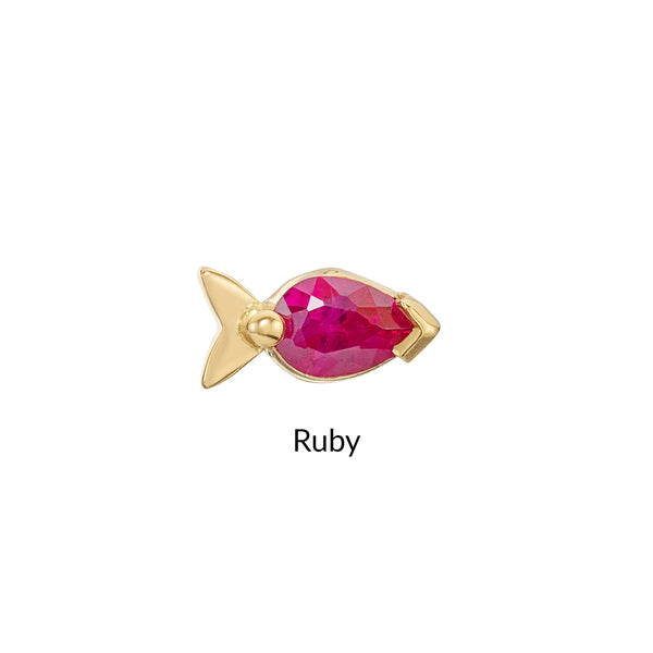 Fish Stud Earrings in Ruby or Padparadscha Sapphire – ARTEMER