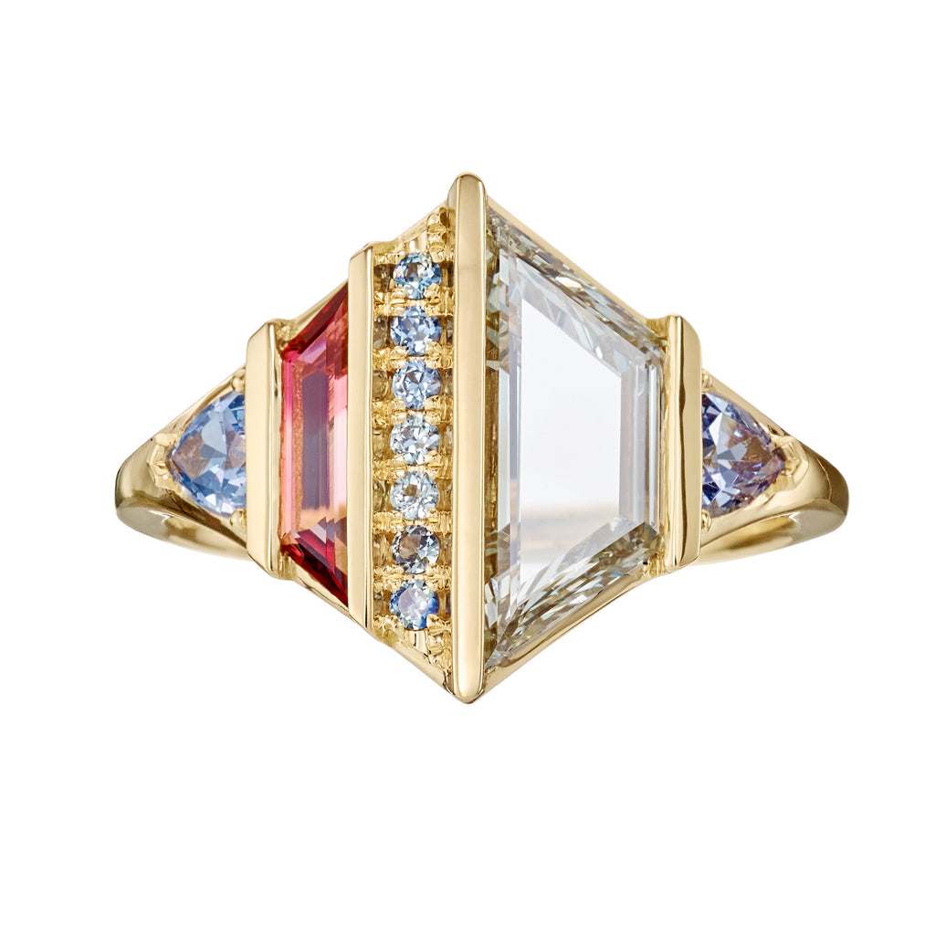 Trine OOAK Diamond Bicolor Tourmaline Spinel & Sapphire Statement Ring ...
