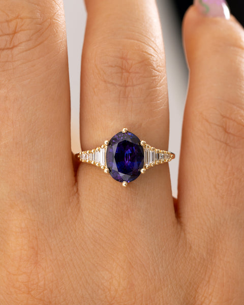 Zeppelin Vivid Purple Sapphire & Diamond Engagement Ring – ARTEMER