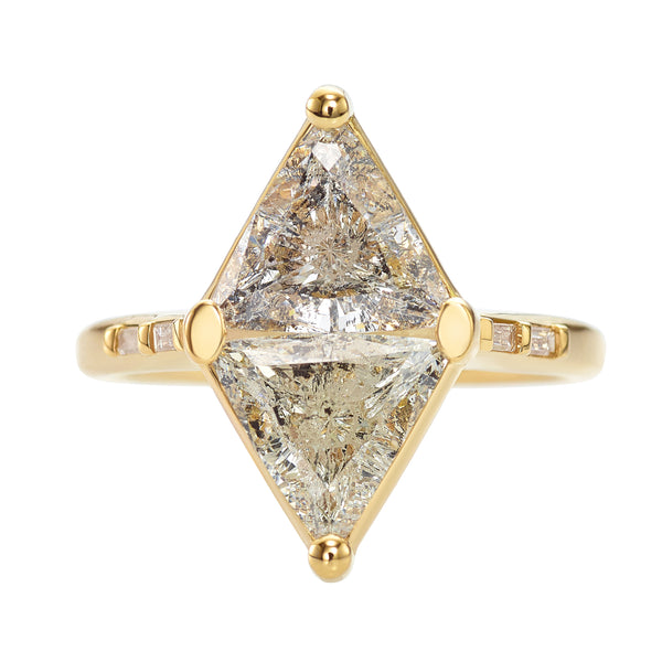 3ct Rhombus Engagement Ring with Speckled Gray Diamonds - OOAK – ARTEMER