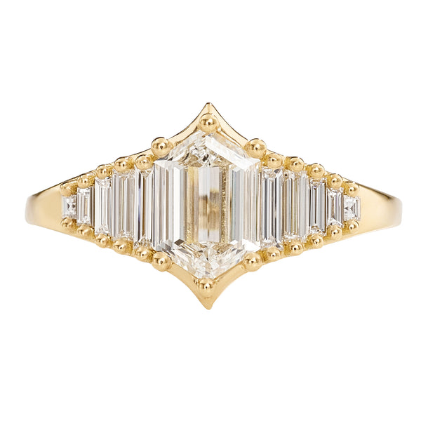 Art Deco Inspired Engagement Ring with One of a Kind step cut Diamond ...