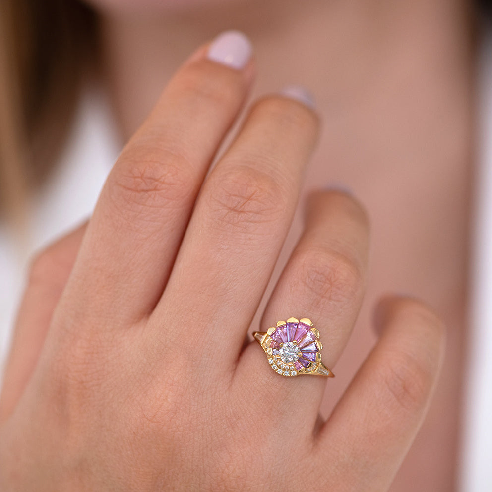 Purple Diamond Wedding Band