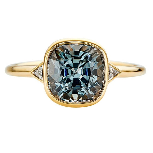 Gray Spinel Engagement Ring with a Golden Zigzag Setting - OOAK – ARTEMER