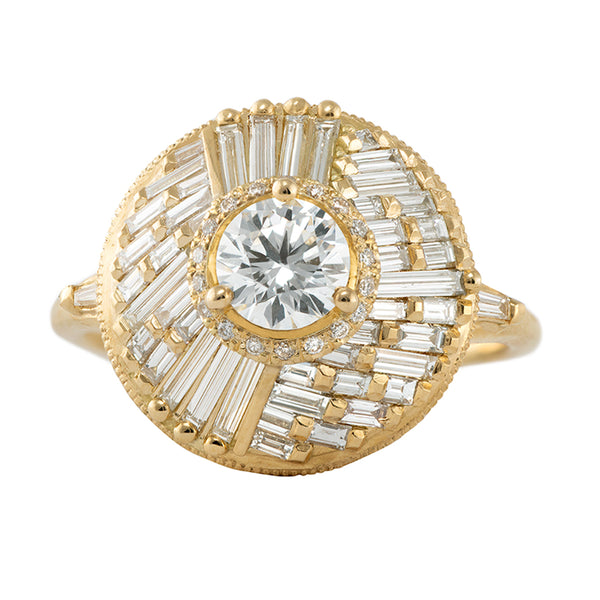 Halo Engagement Ring with Baguette Diamonds – ARTEMER